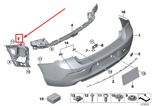 NEW BMW 1 F20 REAR RIGHT BUMPER BRACKET 51127371754 7371754 ORIGINAL | eBay