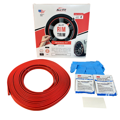 All-Fit Rim Trim [Red] Universal Ring Molding Color Wheel Band Kit for ...