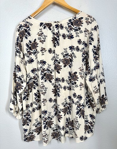 NWT Fun2Fun Women's Plus Size 2X Maley Pleated Floral Blouse Top Stitch ...