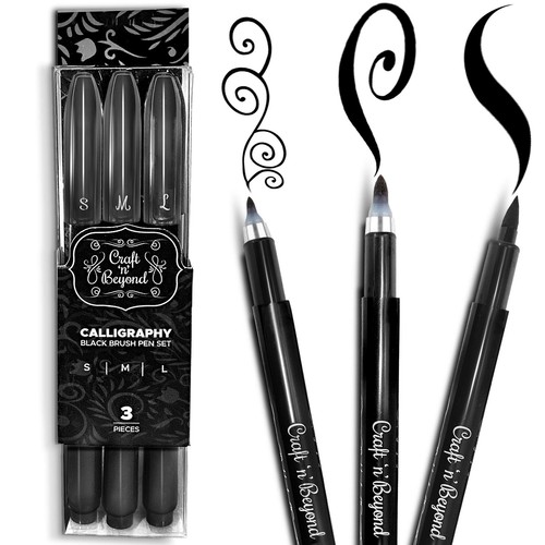 Calligraphy Brush Pens Pack of 3 Small, Medium and Large Markers for ...