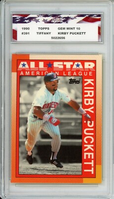 1990 TOPPS TIFFANY #391 KIRBY PUCKETT ALL-STAR AGC 10 GEM MINT TWINS ...