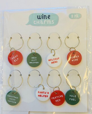 8 Wine Glass Charms Tags Christmas Holiday Party Supply Hostess Gift | eBay