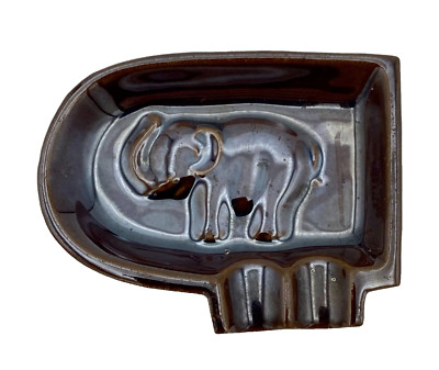 Miniature Brown Pottery Astray with Elephant Relief 3 inch Animal Art ...