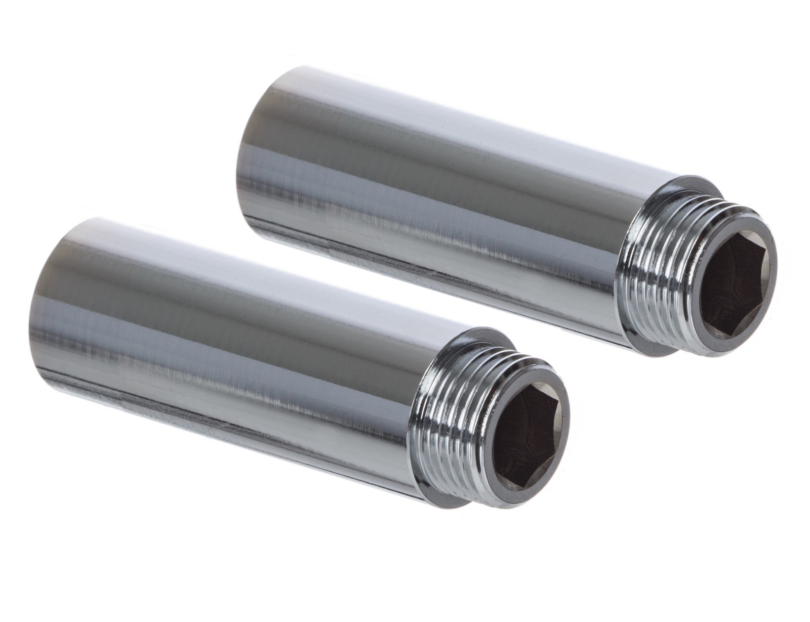 PAIR of Chrome Bib Tap Extensions Fixed Length 1/2" x 60mm Male to ...