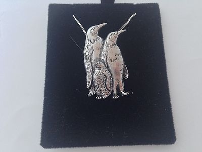 B43 Penguins on a 925 sterling silver Necklace Handmade 30 inch chain ...