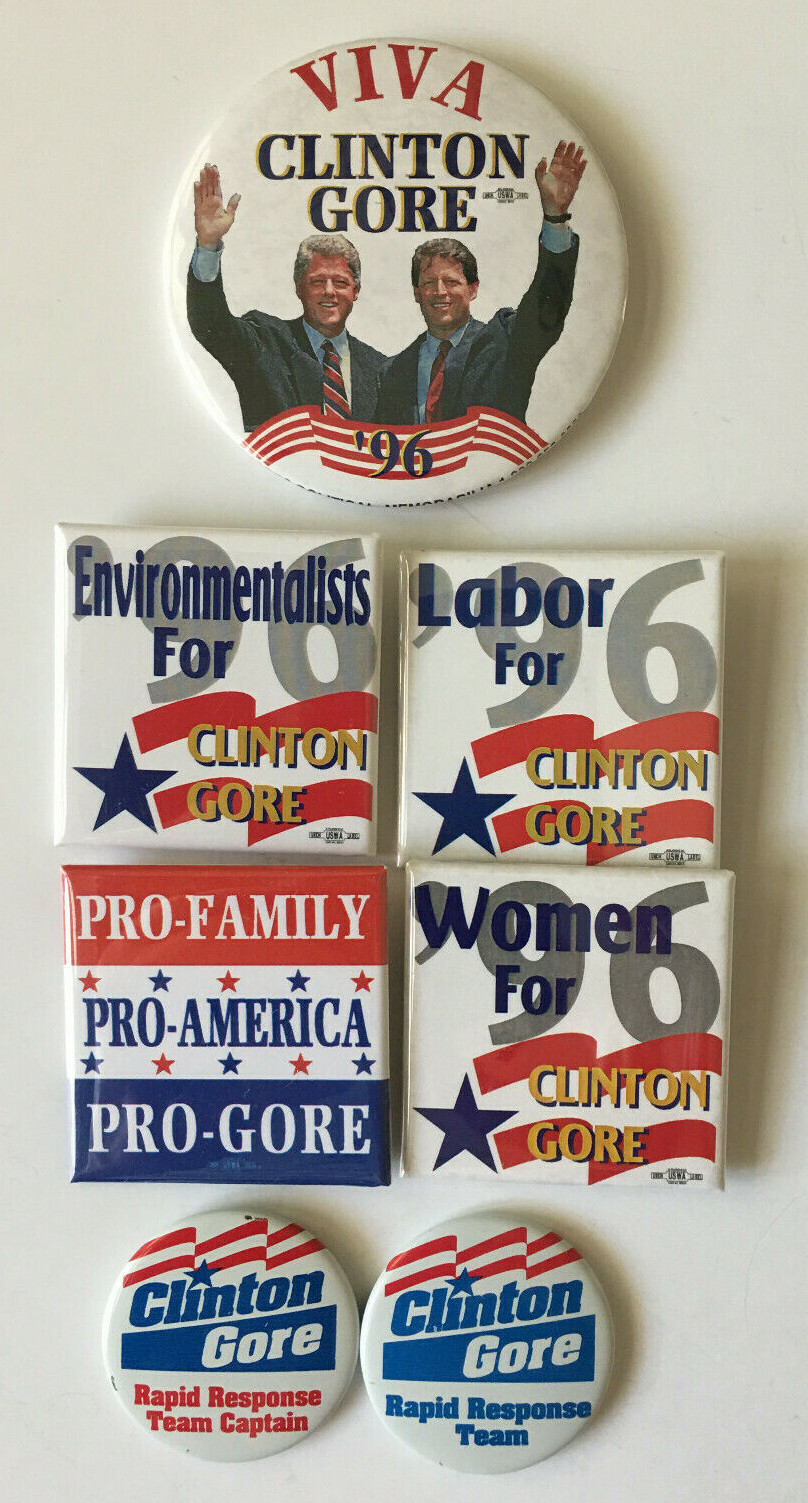 Clinton / Gore 1996 Presidential Campaign Buttons lot | eBay