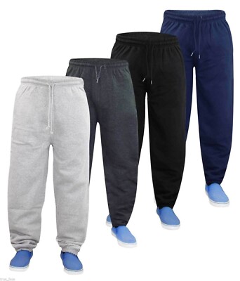 New Mens Jogging Bottom Fleece Joggers cuffed Hem With 3 Zip Pockets S ...