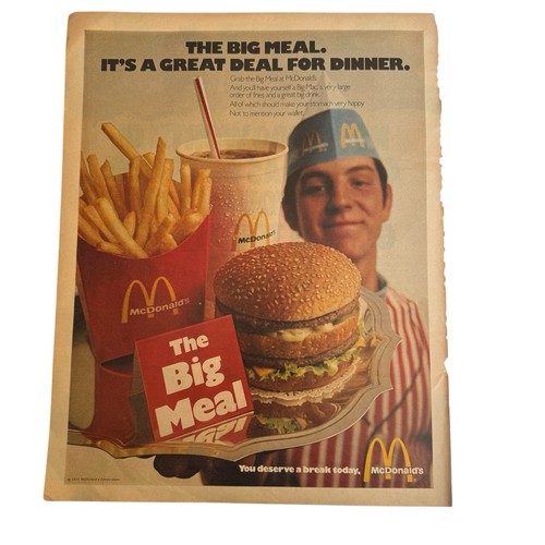 McDonalds The Big Meal 1971 Magazine Advertisement Ad Big Mac 10x13" | eBay
