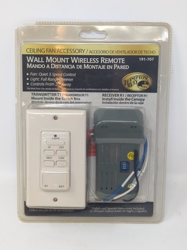 Hampton Bay Wall Mount Wireless Remote Transmitter Model T1r1 191-707 ...