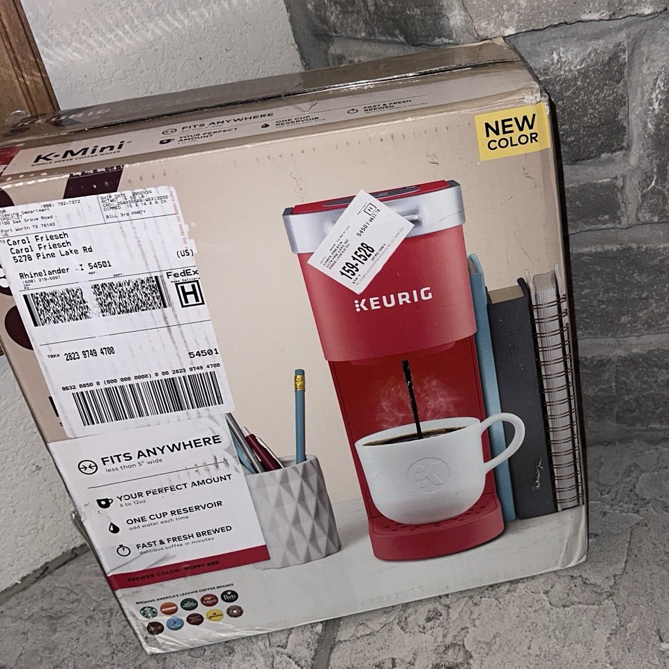 Sealed Keurig K-Mini Poppy Red Slim Single Serve Coffee Maker K-Cup ...