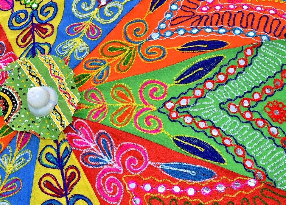 Wedding Umbrella Garden Umbrella 72" Indian Large Parasols Embroidery ...