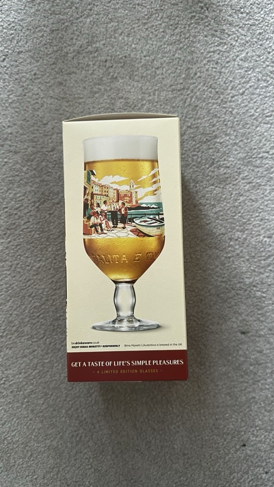 Birra Moretti Pint Glass Limited Edition - Meet and Seat - Brand New In ...