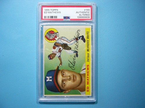 1955 TOPPS BASEBALL CARD #155 ED MATHEWS PSA A TR SHARP & NICE!! '55 ...