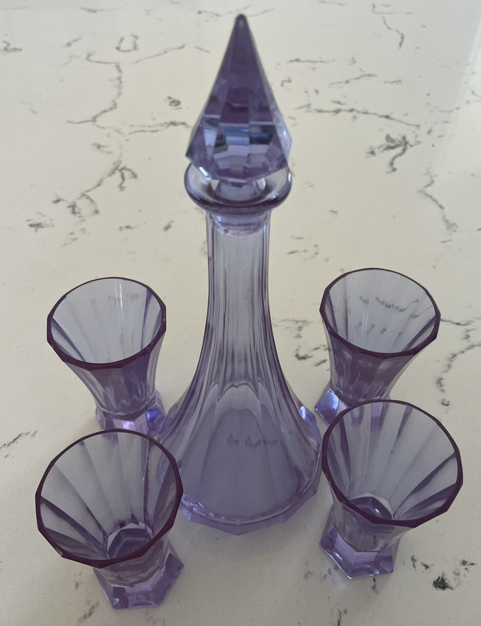 Vintage Moser Purple Decanter And Cordial Set | eBay