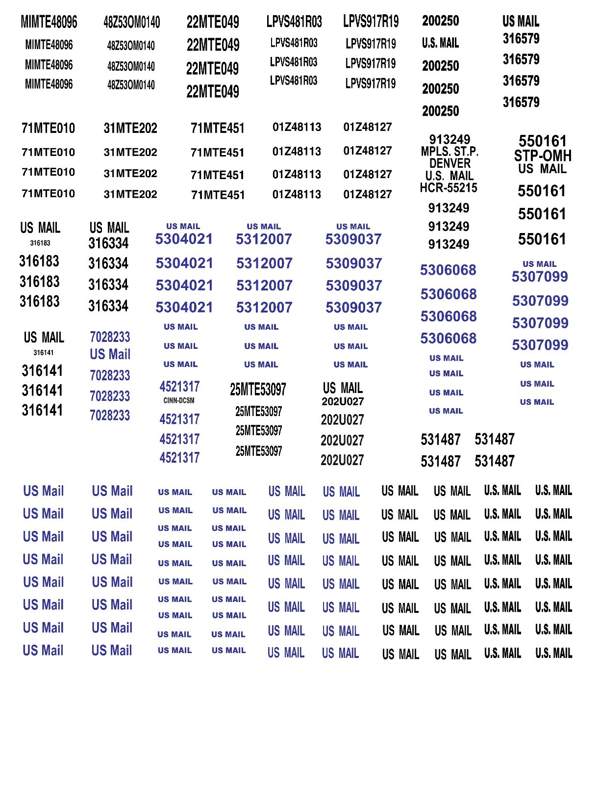 HO Scale Truck / Trailer Decals. " US Mail Leased Trailers " | eBay