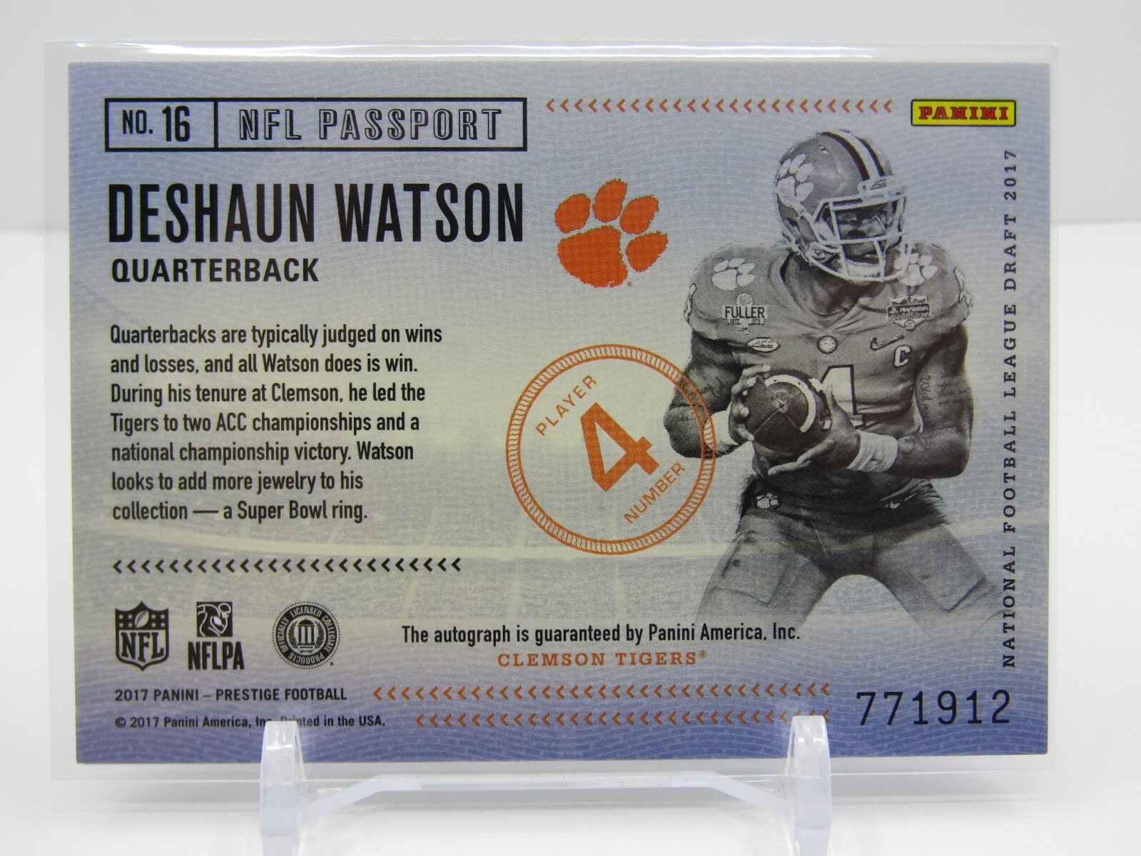 DESHAUN WATSON 2017 PRESTIGE NFL PASSPORT ROOKIE RC AUTOGRAPH AUTO #5/ ...