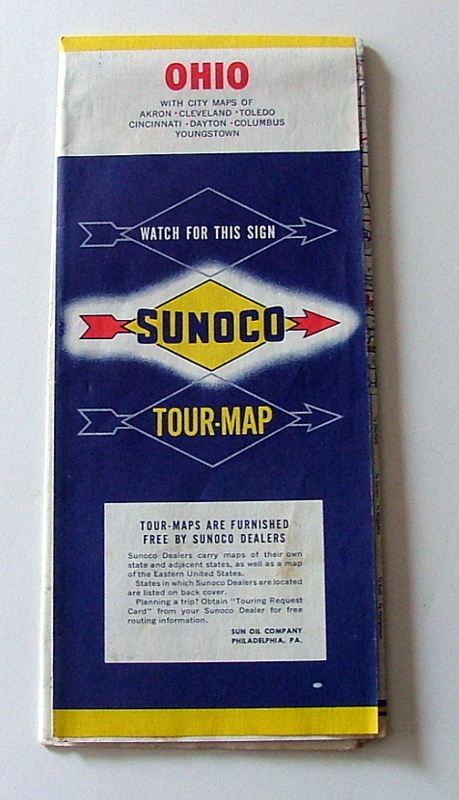 1960 SUNOCO SUN OIL COMPANY HIGHWAY TRAVEL ROAD MAP OF OHIO | eBay