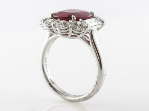 Lab Created 4.60CT Red Oval With White Stone Engagement Fashion Ring ...