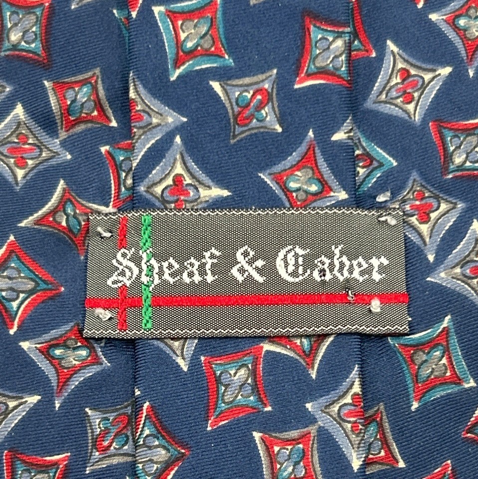 Sheaf & Caber Vintage Silk Tie Red Blue Geometric Patterned Necktie for ...