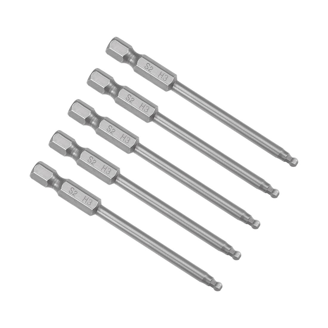 5Pcs Ball End Hex Bits 1/4 Inch Hex Shank 75mm Magnetic 3mm Head ...