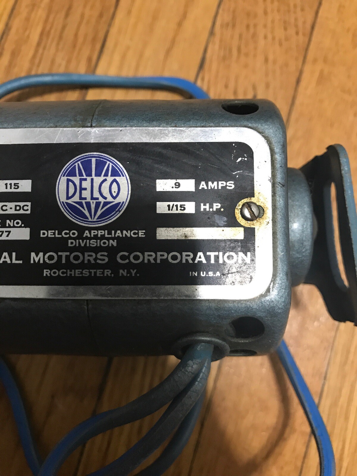 Delco General Motor Service No. 5047777 V 115 Amp .9 HP 1/15 Blue ...