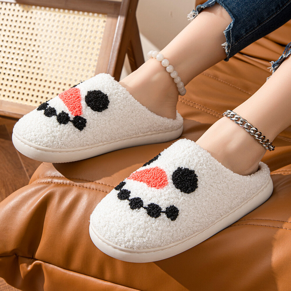 Snowman Slippers Soft Cozy Cute Cartoon Slippers for Women Men (38-39 ...