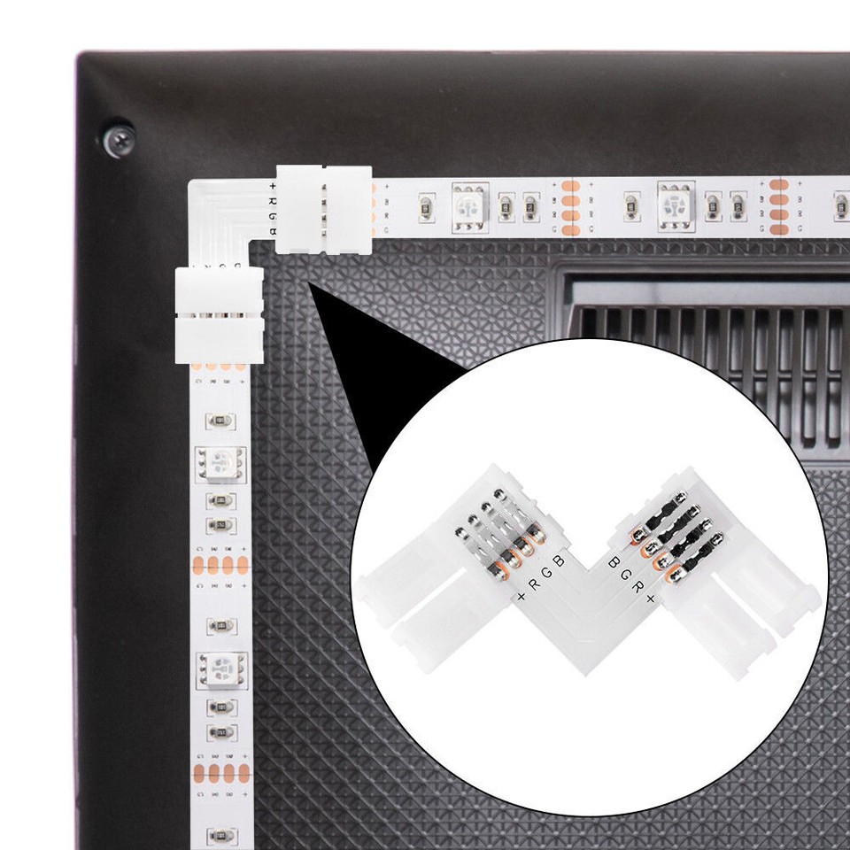 2/4/5Pin Straight Corner L T Clip Connector Adapter LED Strip Part RGB ...