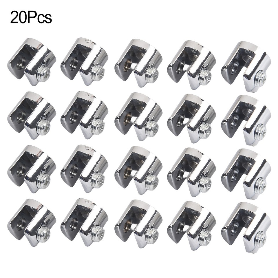 Glass Bracket Clamp Clips 6-8mm Chrome Holders Shelves Tool Zinc Alloy ...