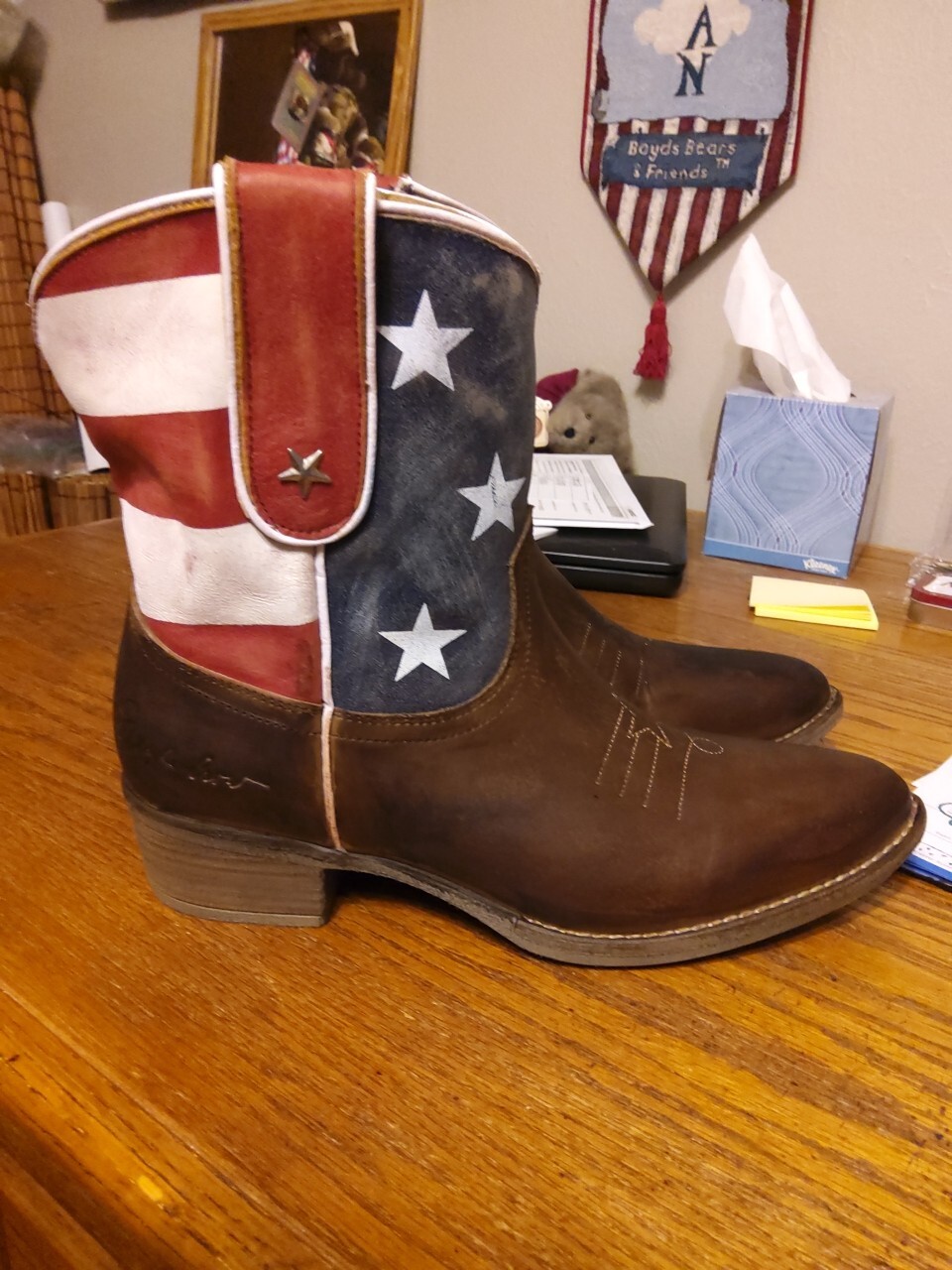 Womens Sheryl Crow American Flag Leather Boots Sz. 9 - Gem