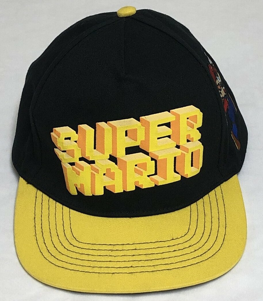 Nintendo Snapback Hat Super Mario Yellow and Black Yo… - Gem
