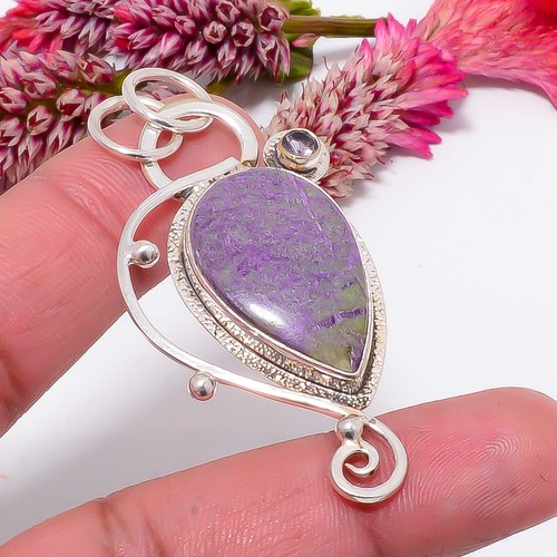 Variscite In Purpurite, Purple Amethyst 925 Sterling Silver Pendant 2. ...