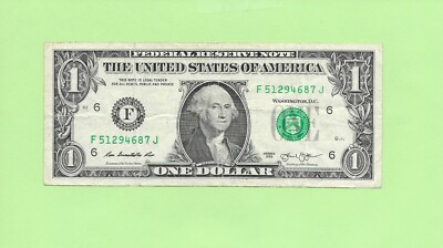 2013 $1 F 5129 4687 J .... BROKEN LADDER NOTE .. 8-DIFFERENT DIGITS IN ...