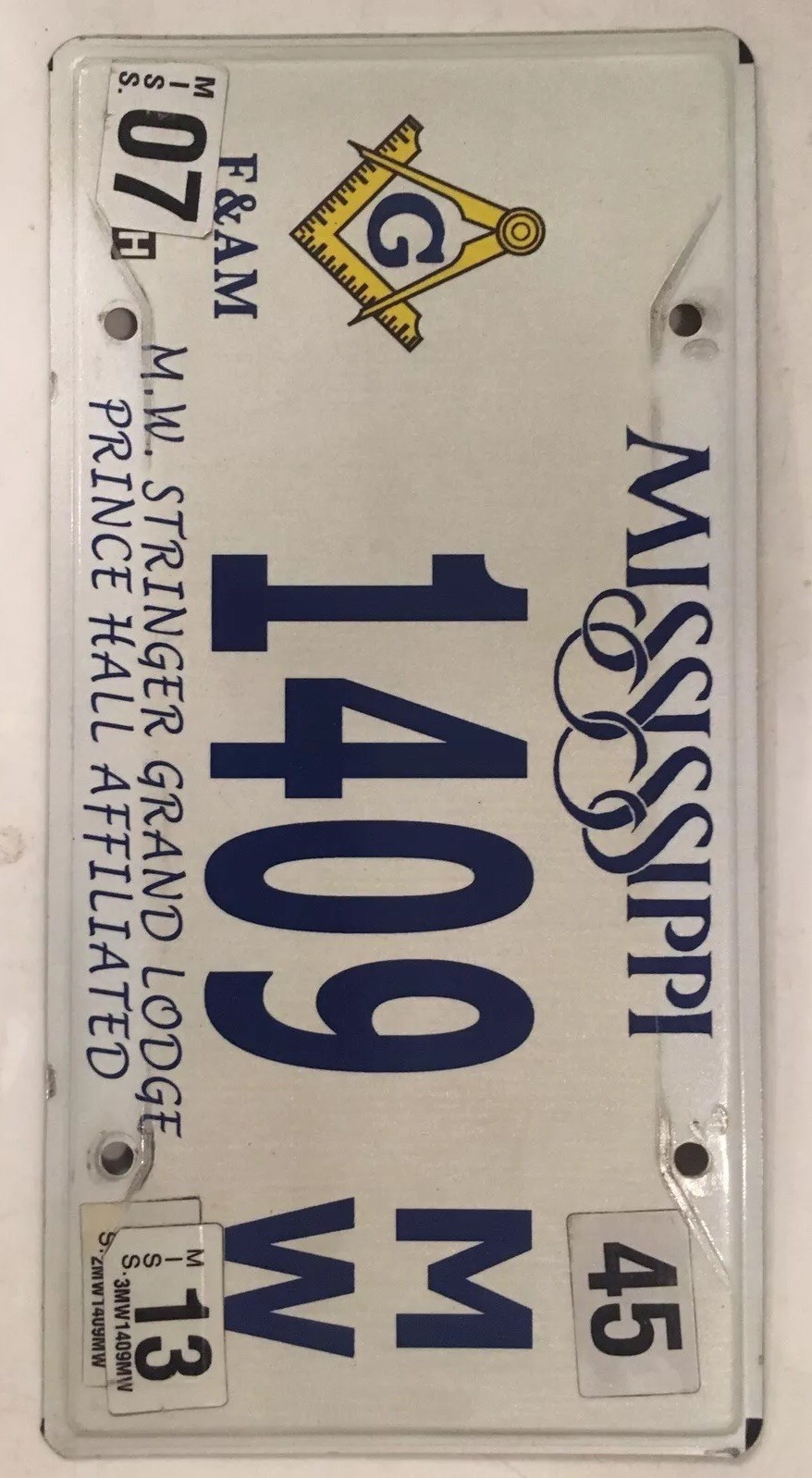 Freemason FREE MASON STRINGER GRAND LODGE license plate Freemasonry ...