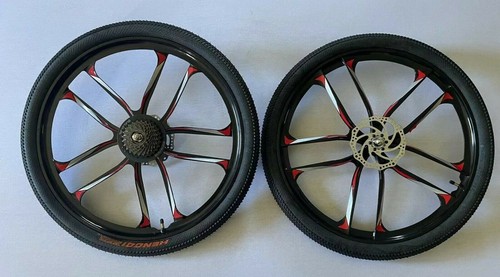 26" Front & Rear 10 Spoke Wheelset Magnesium Wheel Set Hubs Rims Tire ...