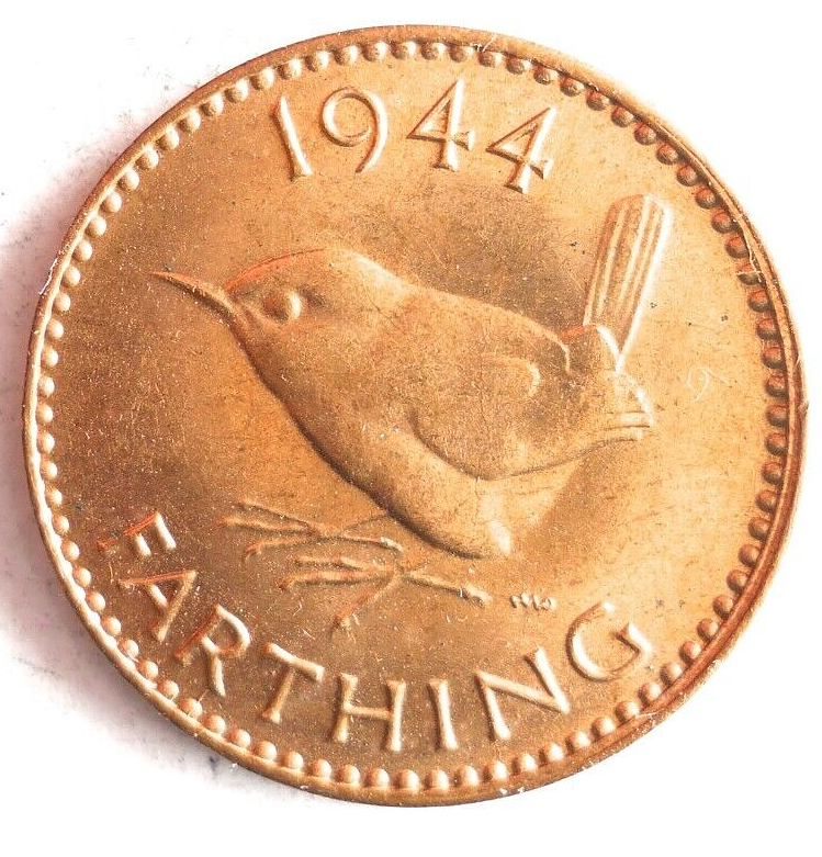 1944 GREAT BRITAIN FARTHING - AU/UNC RED - GREAT Coin - Free Ship ...