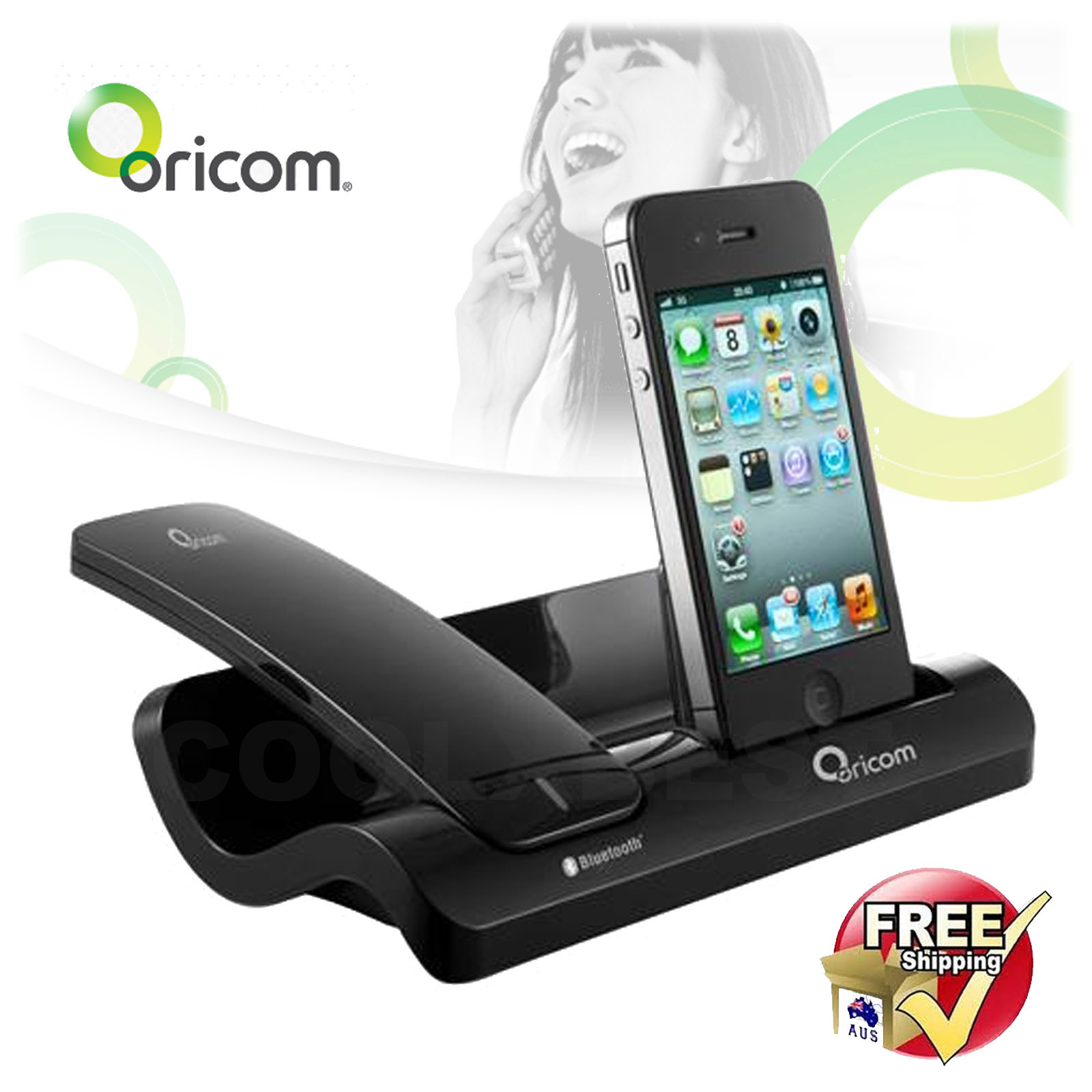 ORICOM CORDLESS BLUETOOTH DESK PHONE HANDSET & CHARGER FOR iPHONE 4 4s ...