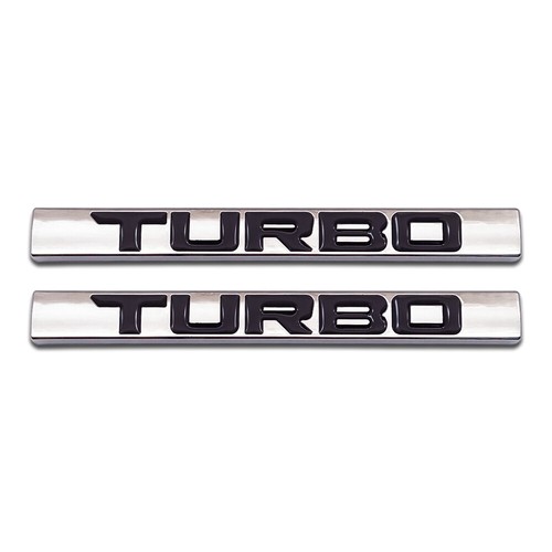 2x Chrome Black Metal Car Fender Trunk TURBO Logo Emblem Engine T ...