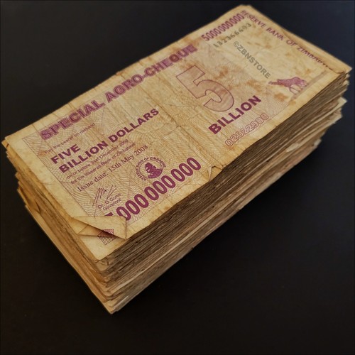 250PCS x 5 Billion Dollars Zimbabwe Special Agro Cheque DAMAGED ...