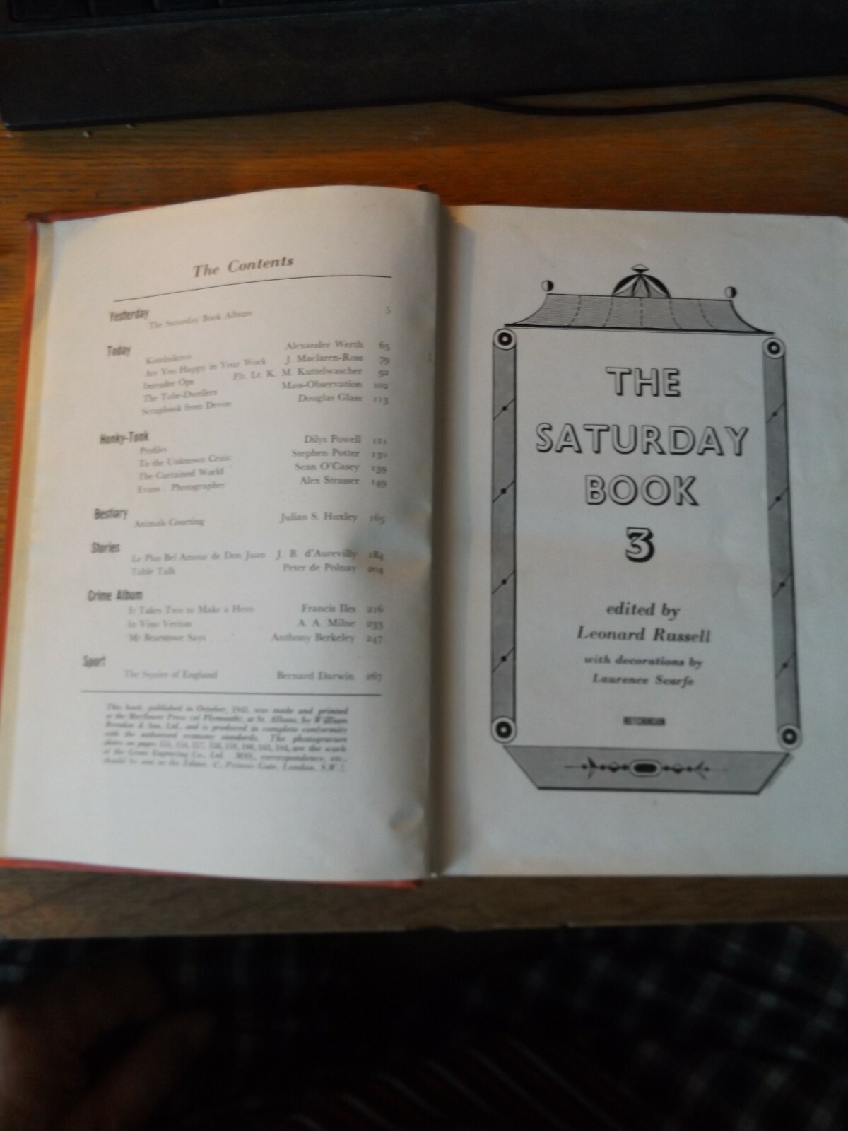 THE SATURDAY BOOK 3 BY LEONARD RUSSELL 1943 HARDBACK BOOK | eBay UK