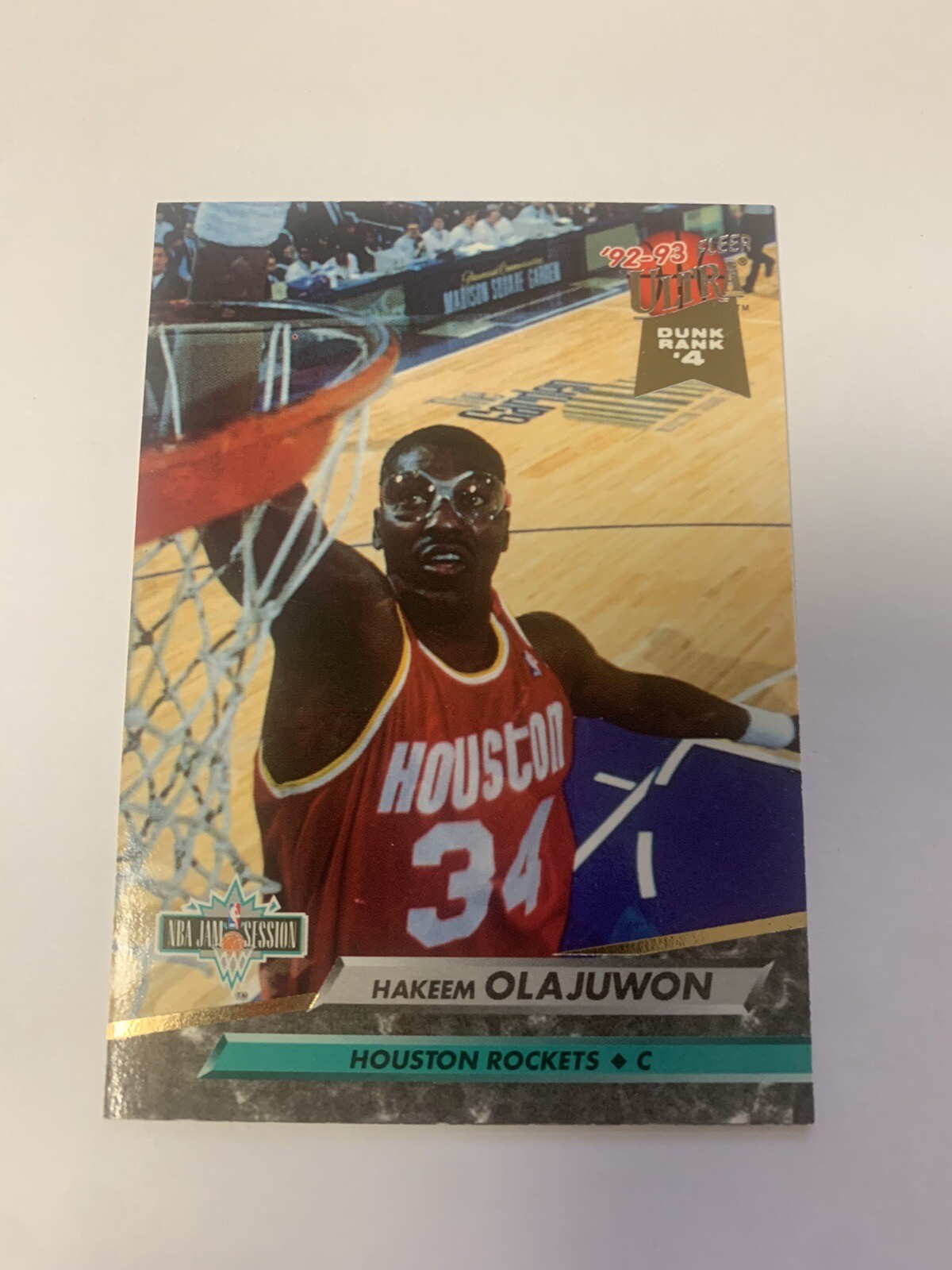1992-93 Fleer Ultra NBA Jam Session Dunk Rank 4 Hakeem Olajuwon Houston ...