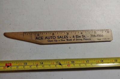 Vintage Ace Auto Sales Advertising Wood Ruler Letter Opener | eBay