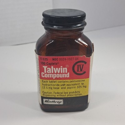 Vintage Winthrop Talwin Compound glass Bottle Pentazocine Hydrochloride ...