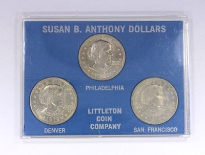 1979 PD and S Susan B Anthony FG Frank Gasparro One Dollar US 3 Coin ...