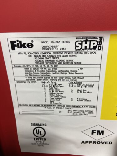 FIKE 10-2452 SHP PRO SINGLE HAZARD COMPLETE PANEL | eBay