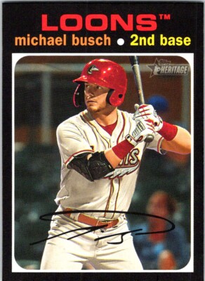 2020 TOPPS HERITAGE MINOR LEAGUE MICHAEL BUSCH ROOKIE SP GREAT LAKES ...