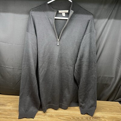 Raffi Linea Uomo Wool Blend Sweater Black Long Sleeve Quarter Zip Sz ...