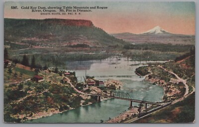 Postcard - Southern Pacific Railroad Gold Ray Dam Rogue River Oregon ...