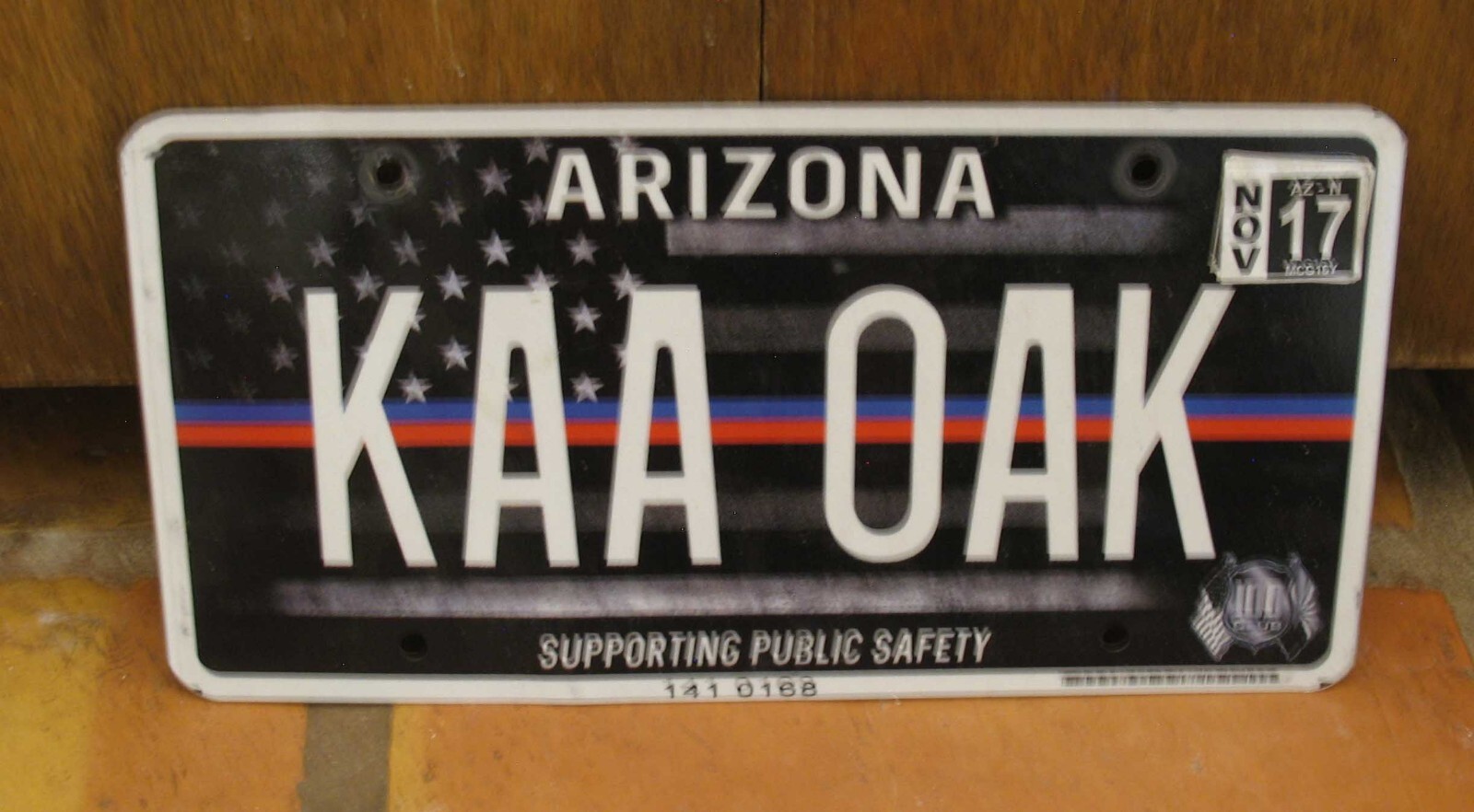 F13 - ARIZONA SUPPORTING PUBLIC SAFETY LICENSE PLATE KAA OAK, Used ...