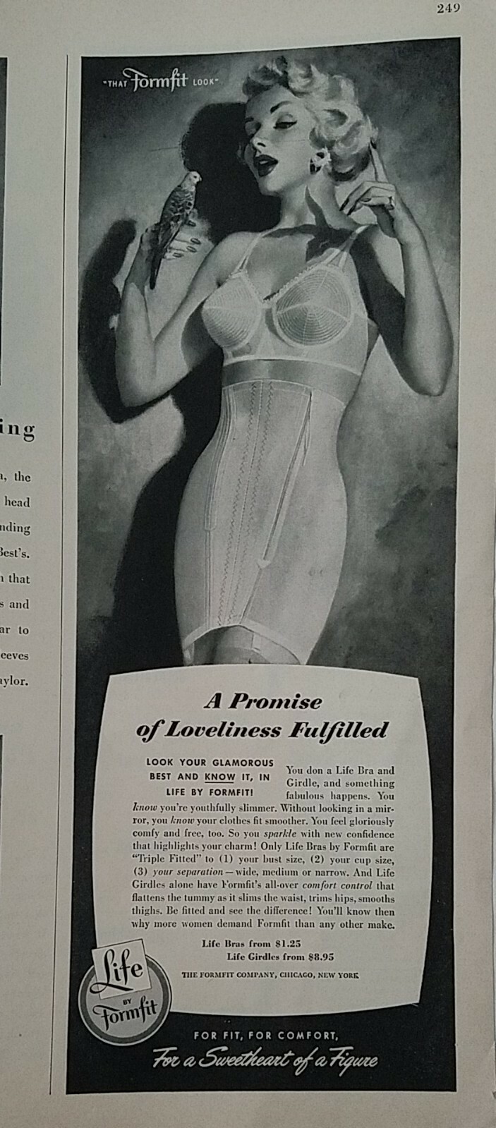 1952 women's Life by Formfit high waist girdle bra blond and canary ...