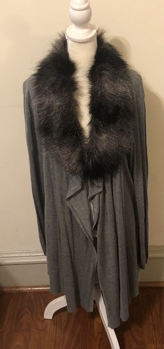 Jennifer Lopez Cardigan Removable Faux Fur Collar Perfect Condition Sz ...